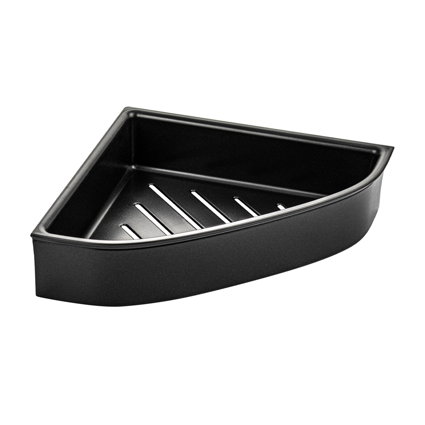 Полочка угловая из высокопрочного АБС пластика, черная матовая, с вкладышем черного цвета, BRIMIX 5675