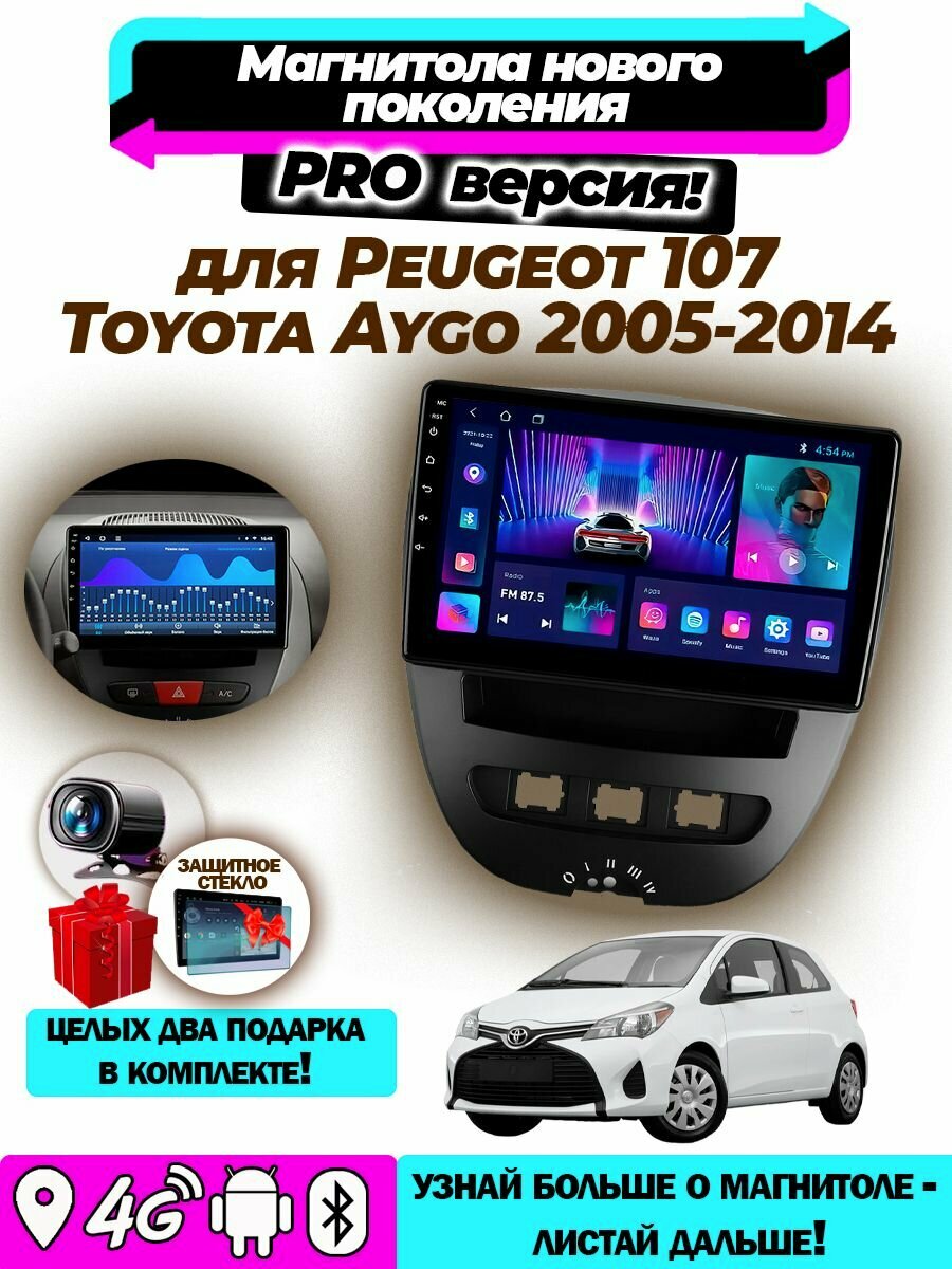 Магнитола TS18PRO Peugeot 107 Aygo 2005-2014 6ГБ+128ГБ