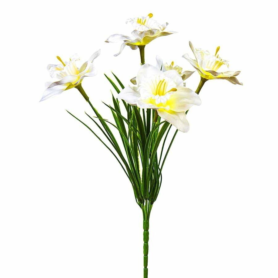 Искусственные цветы декоративные Белые нарциссы 3 веточки 30 см