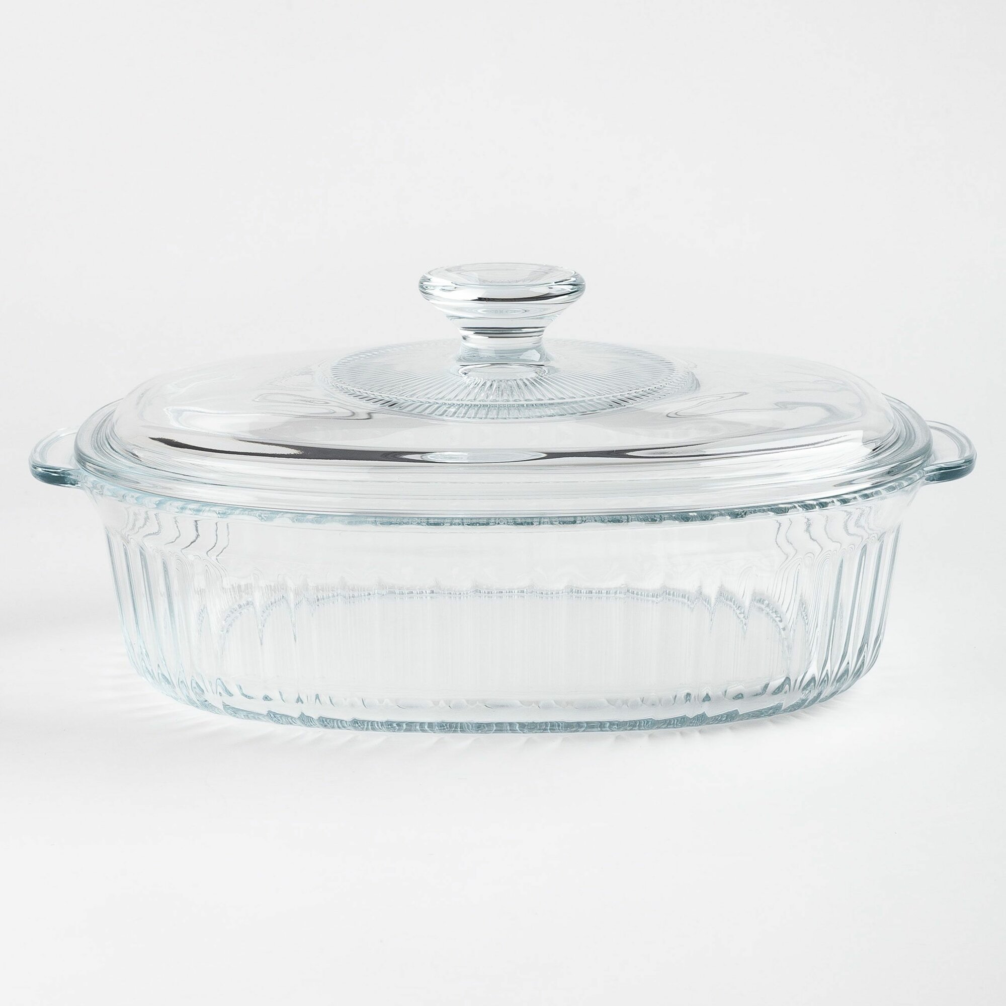 Форма для запекания, 27x19 см, 1,8 л, с крышкой, стекло Т, овальная, Cook ribbed