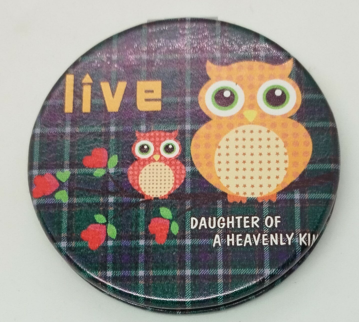 Зеркало кожаное, круглое Сова "Дочь небесного Царя"