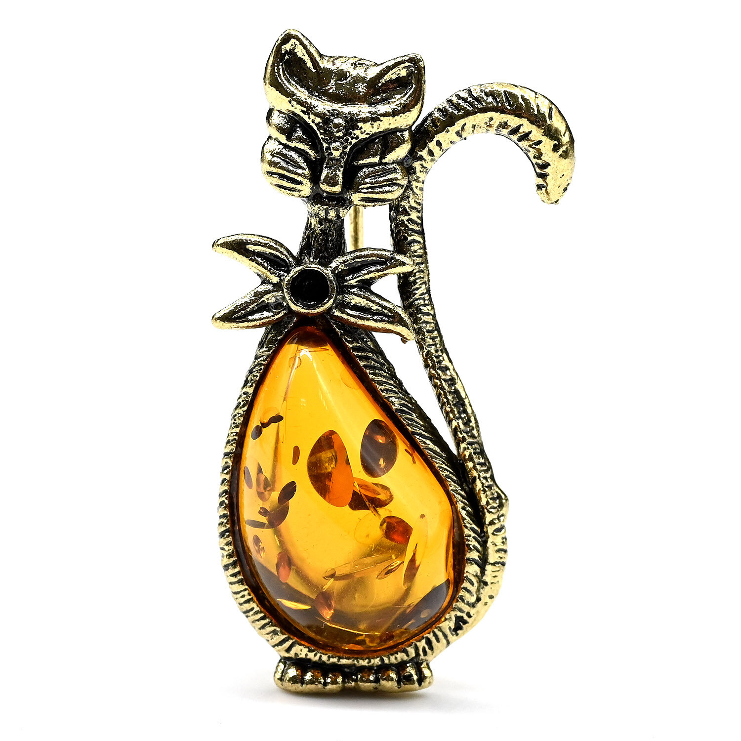 Брошь, янтарь