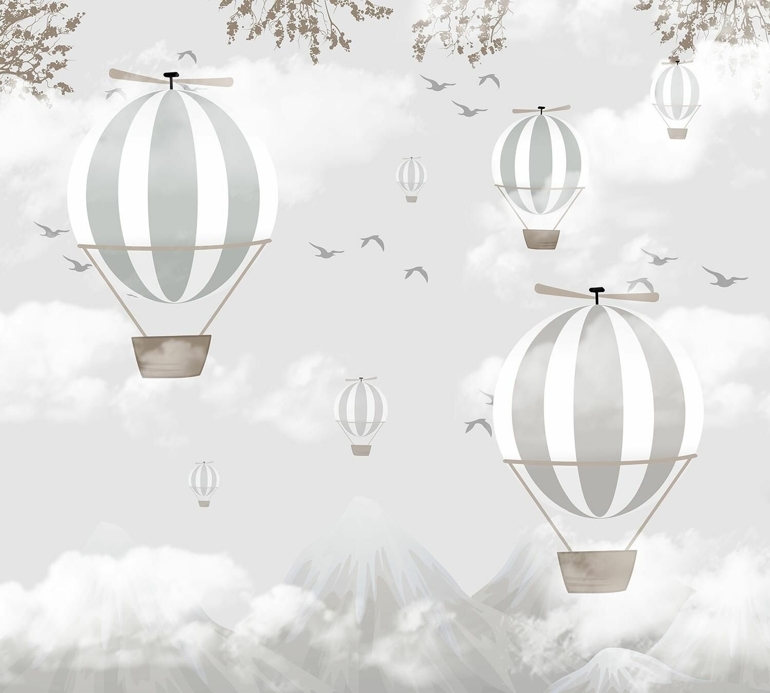 Фотообои/F коллекцияF-254 Воздушные шары беж 300х270-1Divino