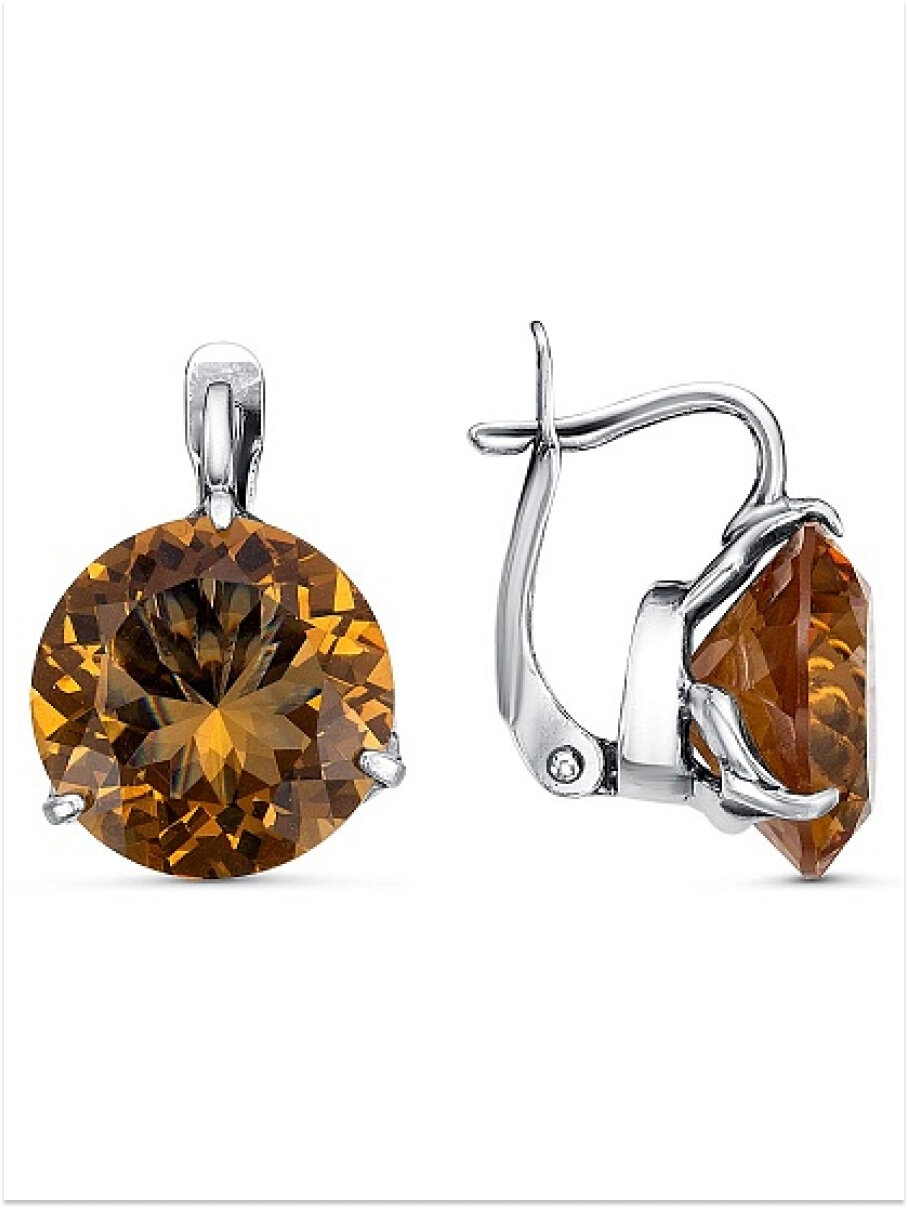 Серьги, серебро, 925 проба, оксидирование, султанит синтетический