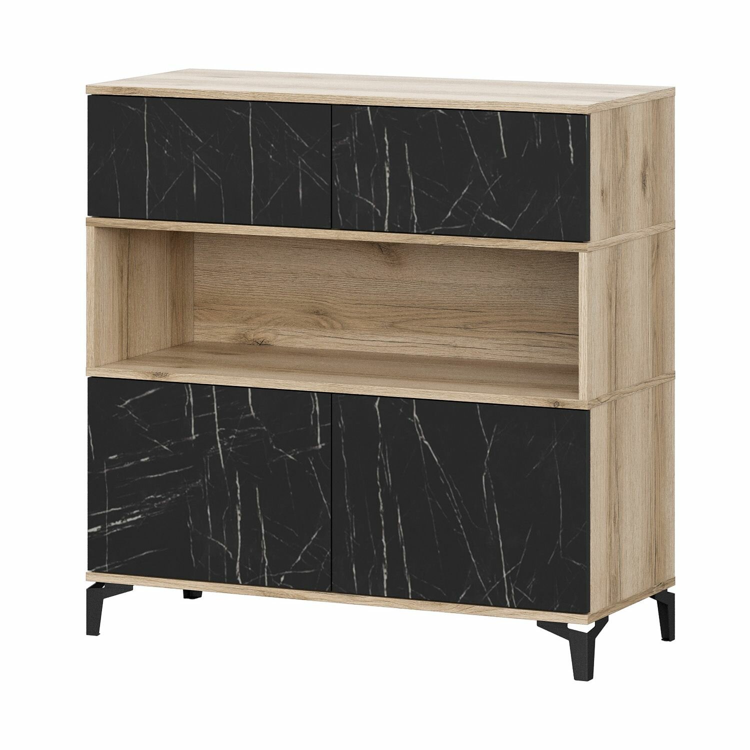 Комод Луксор с 2 ящиками и дверцами от Астрид-Мебель, размер 100х42х101 см, цвет Дуб Делано/Камень Пьетра