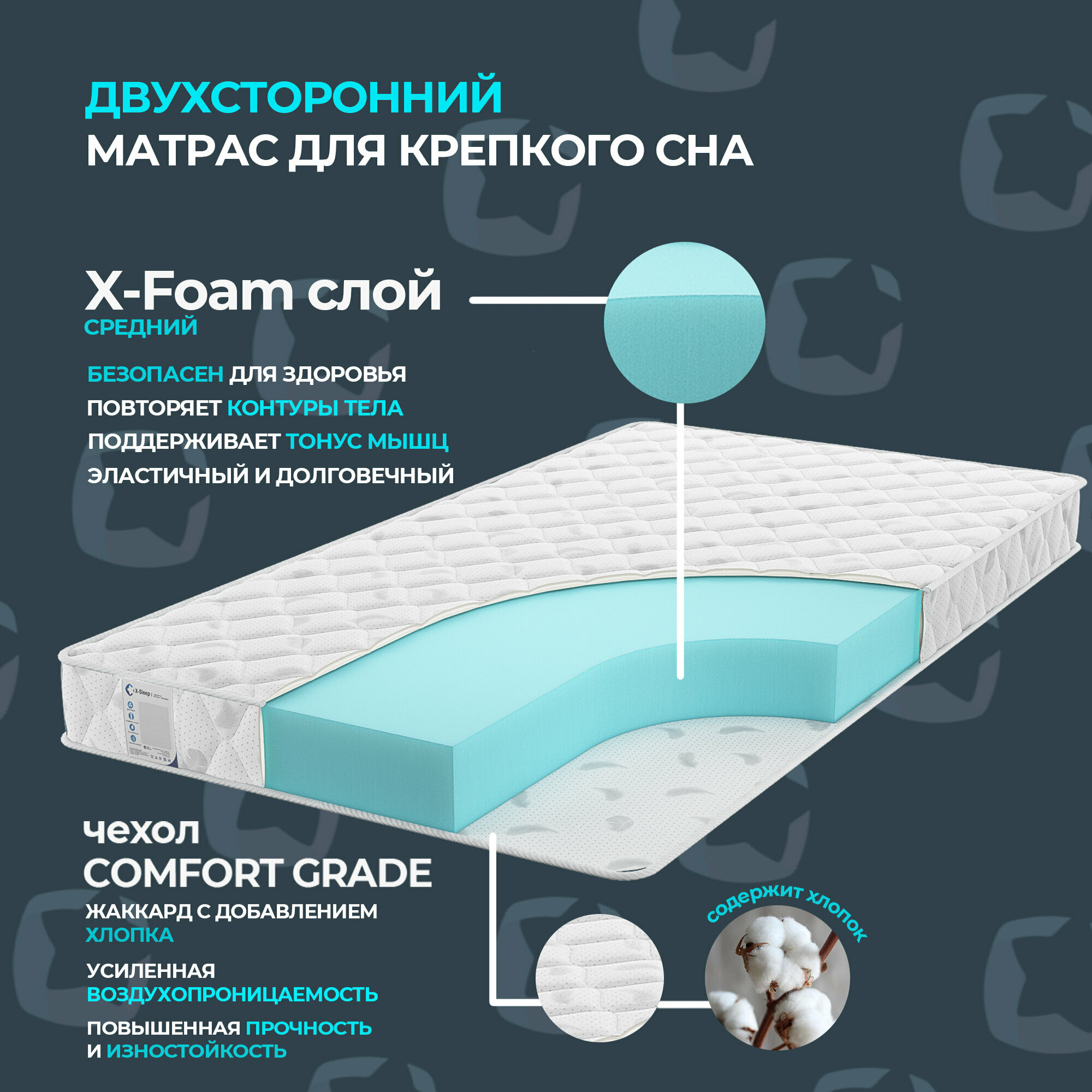 Матрас X-Sleep Roll Maple 90х200, анатомический, беспружинный, двусторонний — фото 1