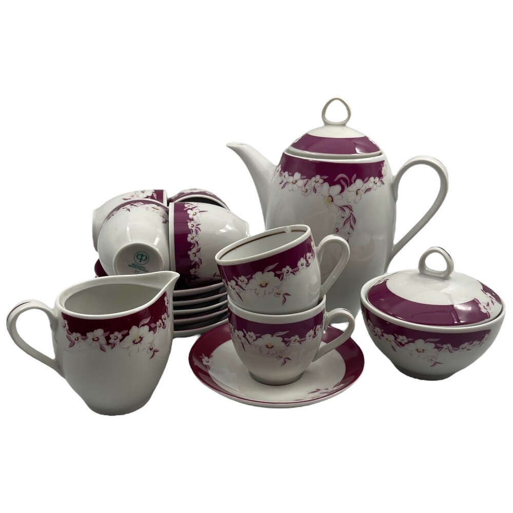Кофейный сервиз "Сакура", на 5 персон, фарфор, 1970-1997 гг, Colditz, ГДР