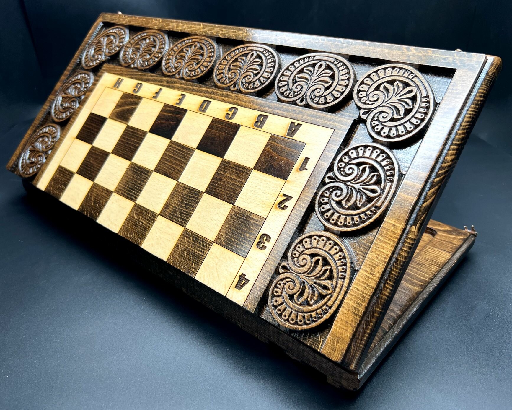 Деревянные Шахматы 3в1 "Элегант" большие 50см