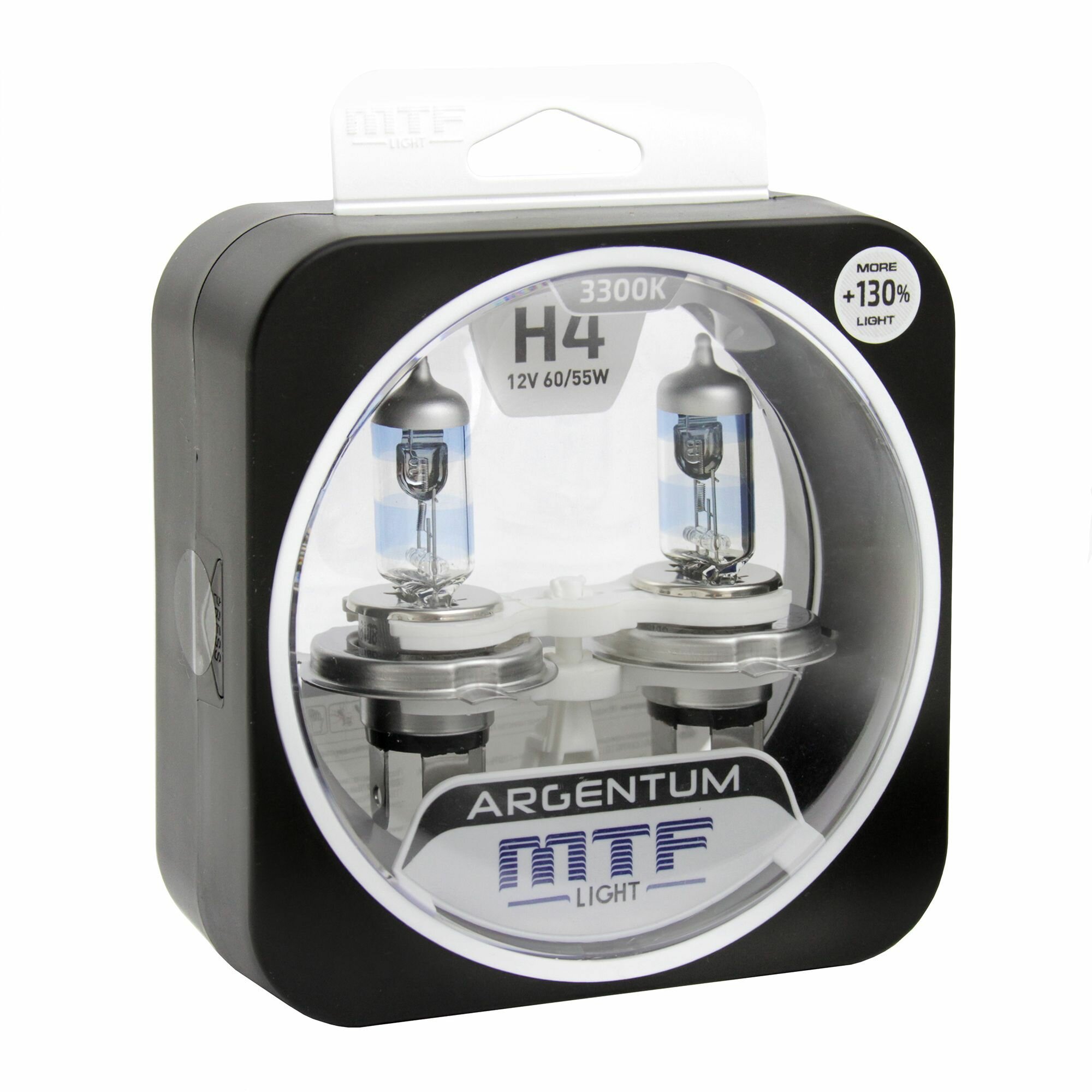 Лампа H4 12V 60/55W P43t ARGENTUM +130%, 2 шт / MTF Light / H3A1204