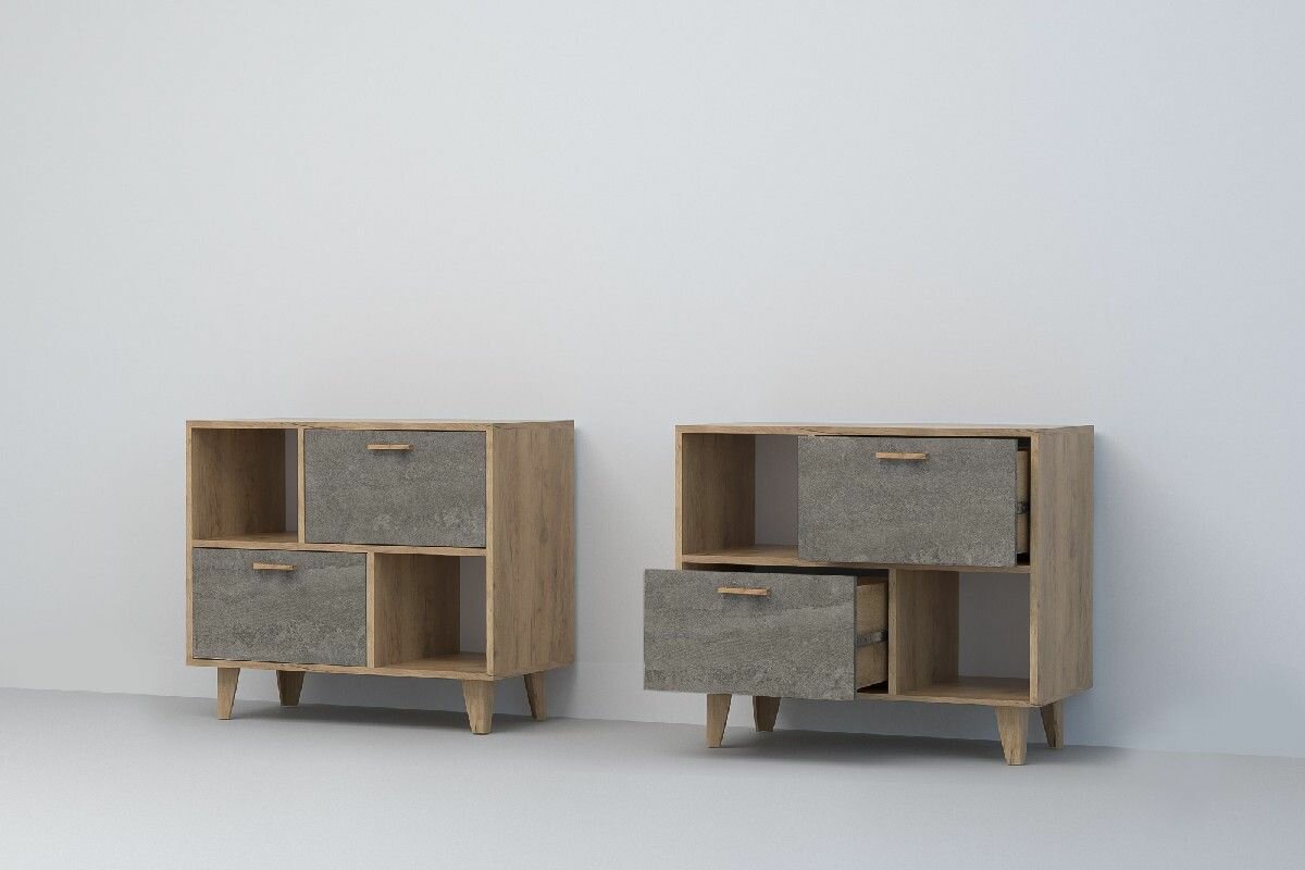 Тумба "ЭГО" Т-1 (НГ) Дуб Крафт Золотой/Камень Темный, с ящиками, Материал фасада ЛДСП