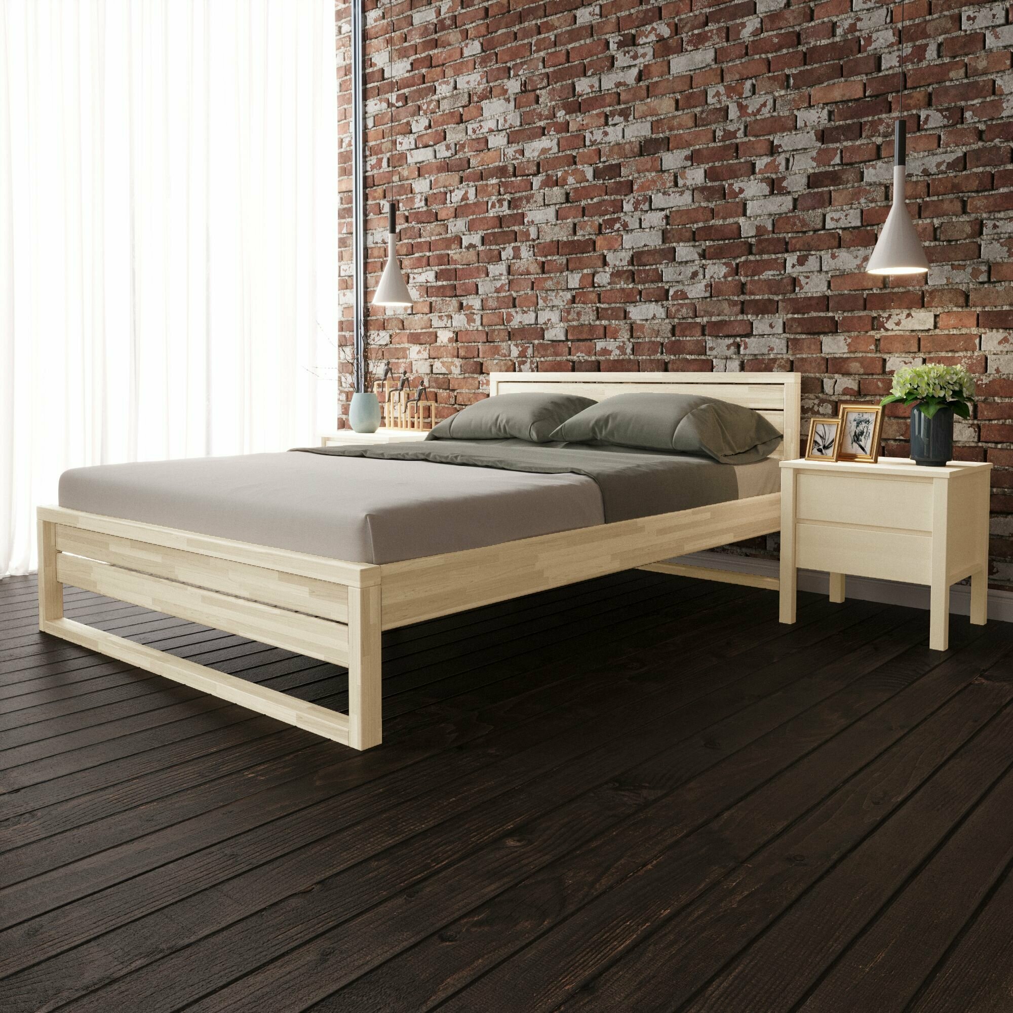 Кровать двуспальная, 140х190 см, Hansales, итальянская, деревянная