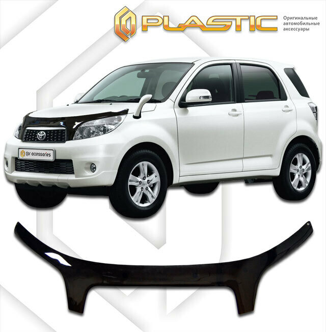 Дефлектор капота для Toyota Rush 2006-2008 Черный глянцевый СА Пластик