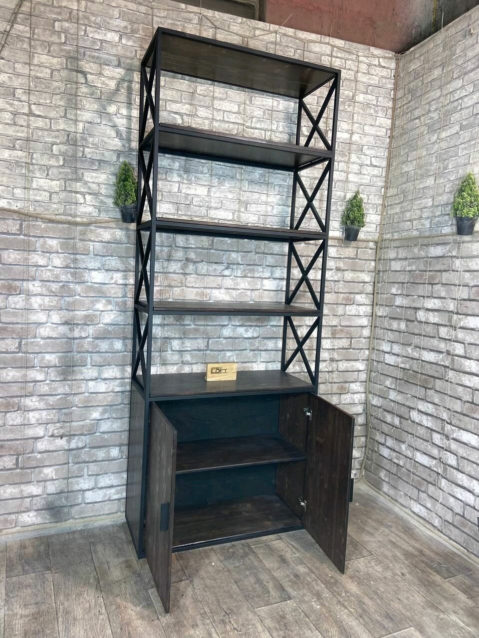 Стеллаж "EasyLOFT" в стиле лофт с крестиками, для дома и офиса, 80х40х200 см.