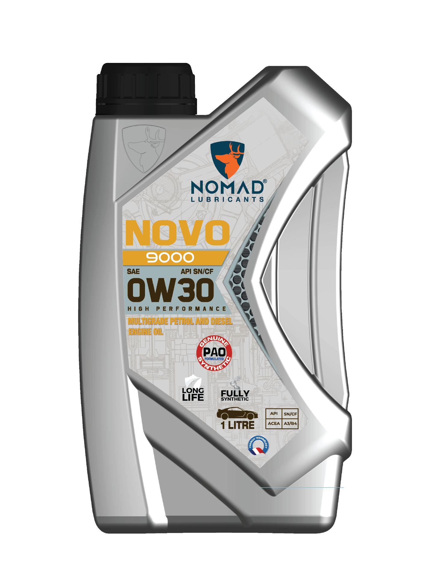 Масло моторное NOVO 9000 0W-30 API SN/CF, ACEA A3/B4 1 л NOMAD 35802