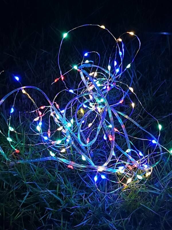 Гирлянда светодиодная «Разноцветные нити» 100LED 7м (4м+3м) мультиколор на солнечной батарее аккумулятор AA NI-MH 600мАч IP44 космос KOC_SOL196