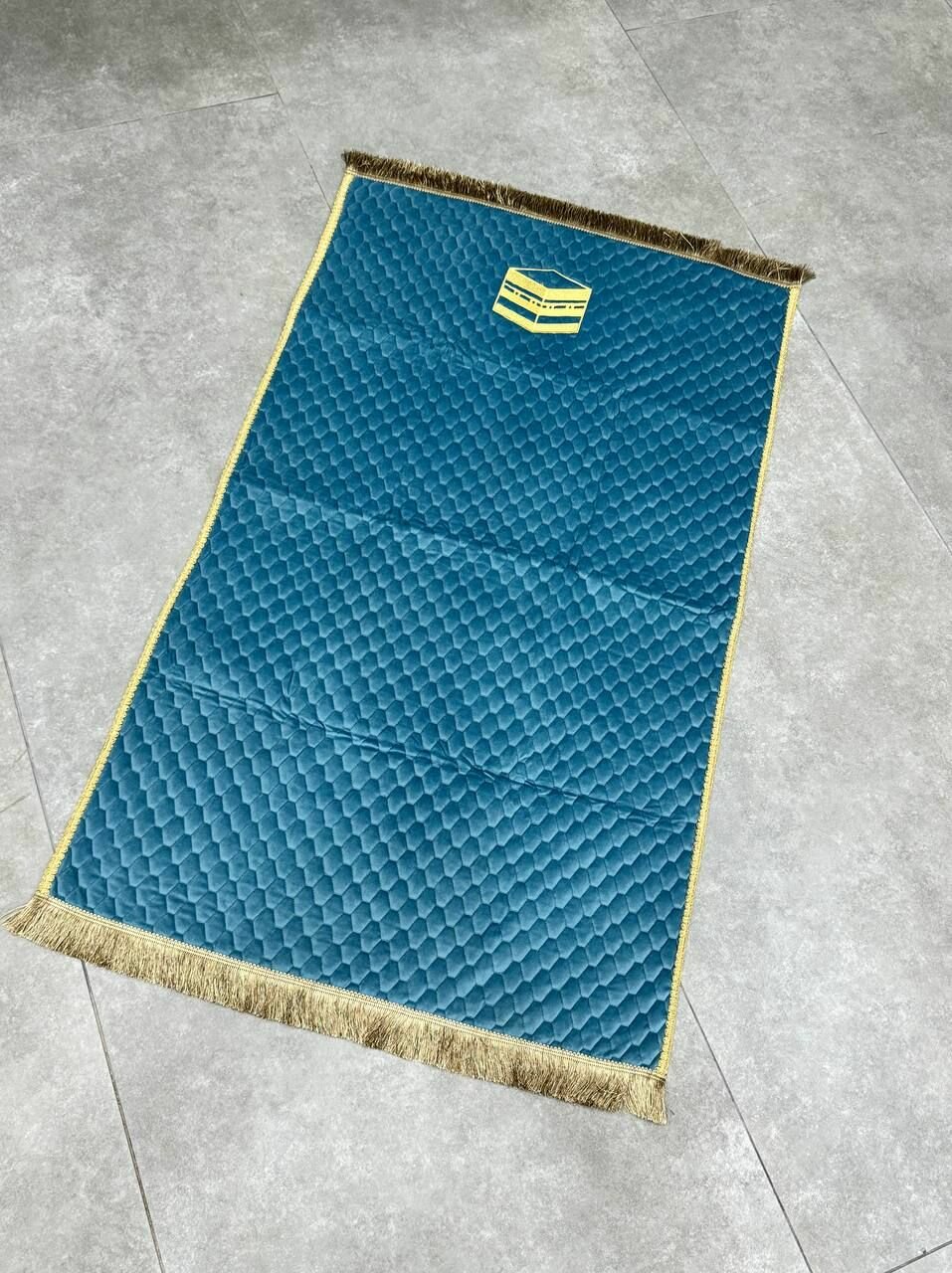 Коврик для намаза дари радость, стеганый, бархатный, бирюзовый