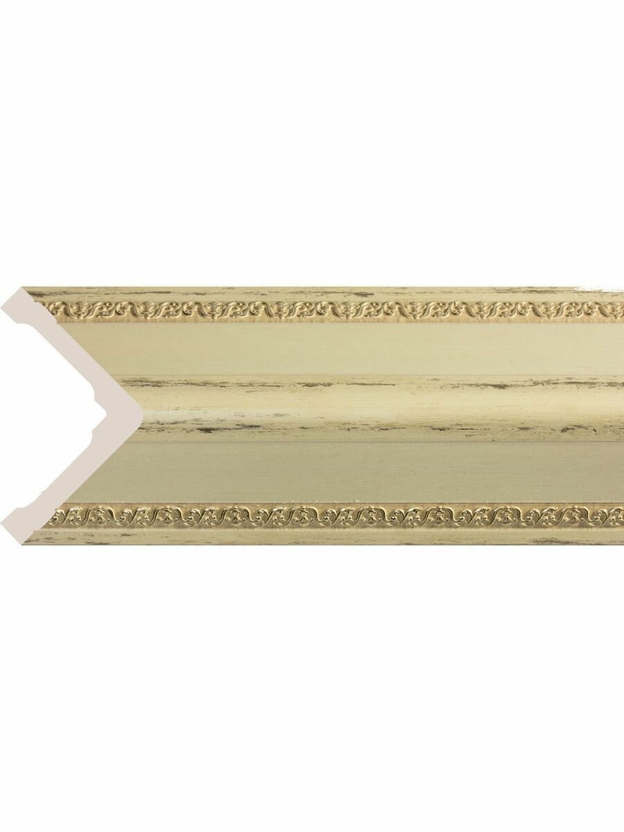 Уголок декоративный для стен на обои, 1100х80х80 мм Бежевый с патиной. Набор 2 шт.