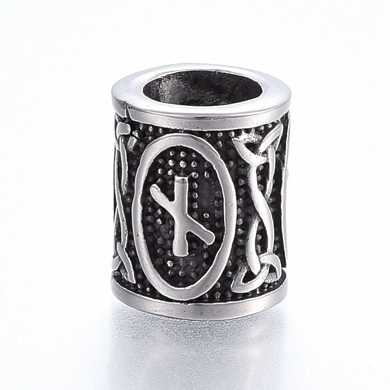 Бусина металлическая, 16х13мм, Руна Наутиз, базовый материал - нержавеющая сталь, без покрытия, с чернением, 1 шт.