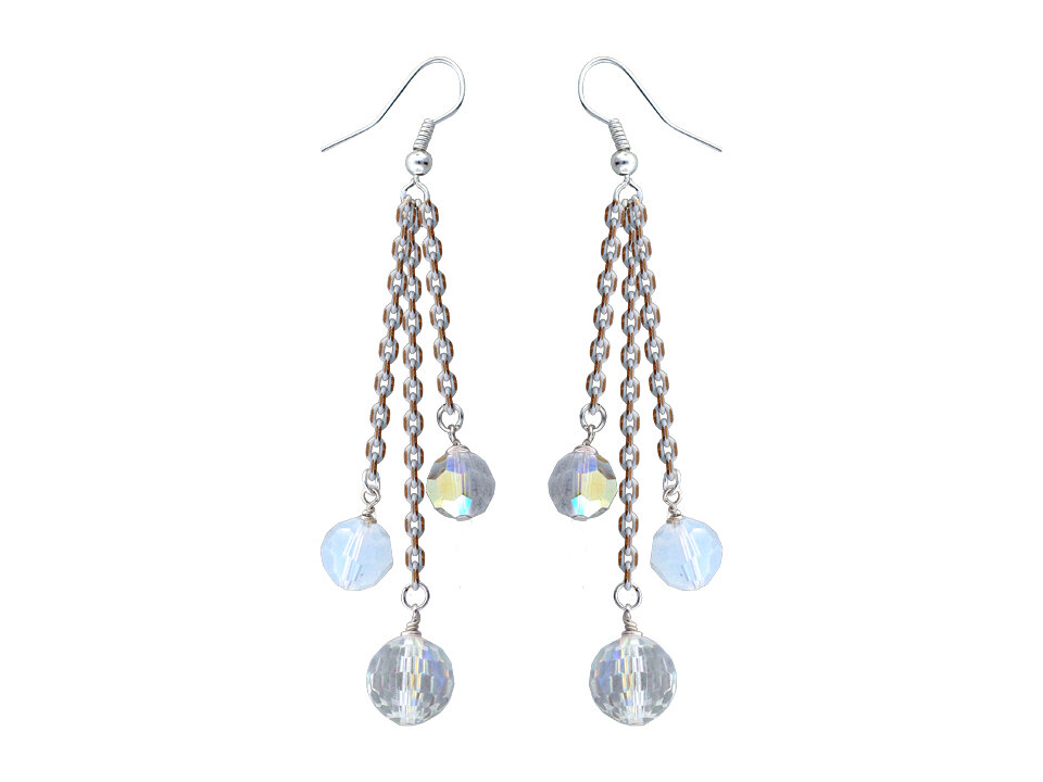 Серьги цепочки, кристаллы Swarovski