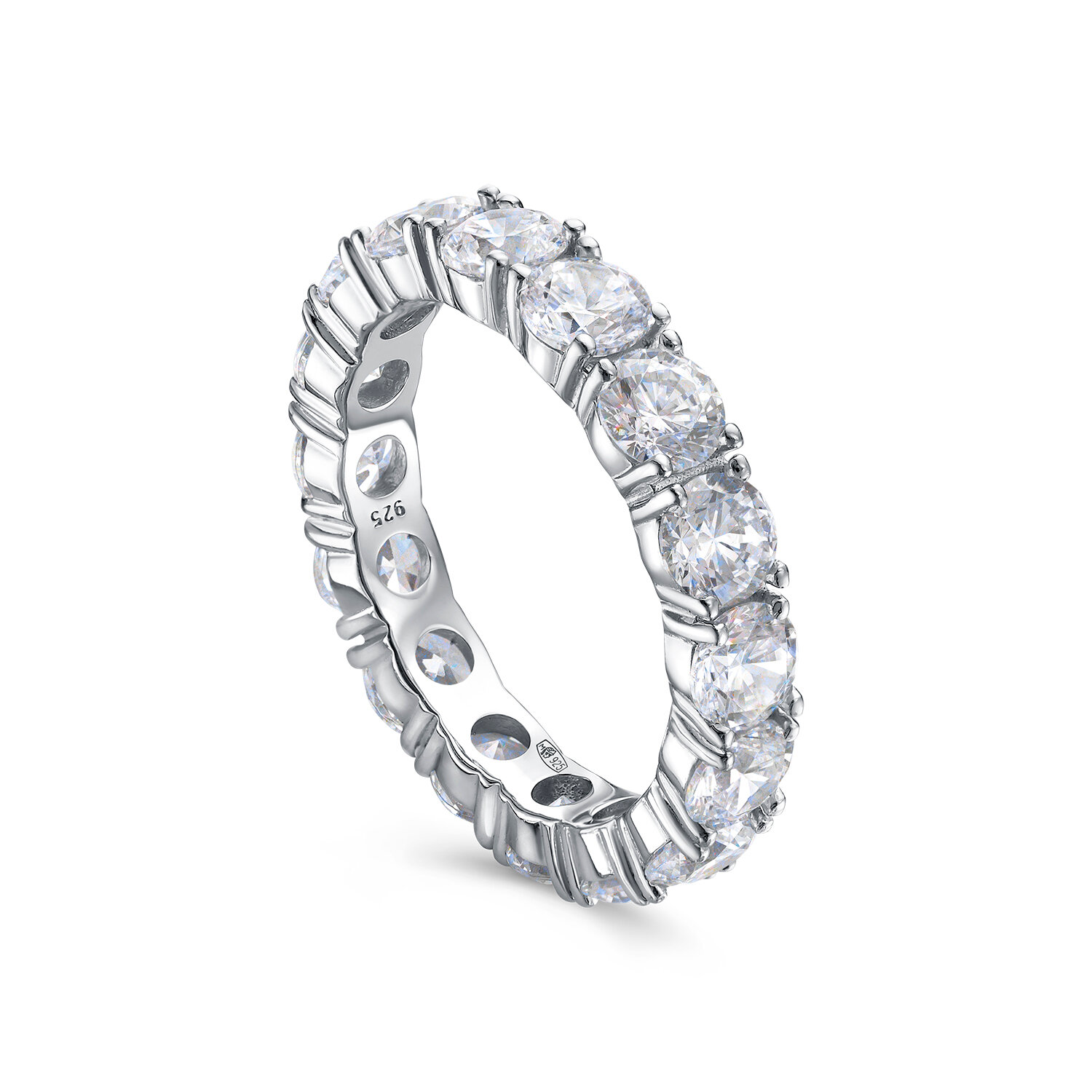 Кольцо тонкое, серебро, 925 проба, фианит