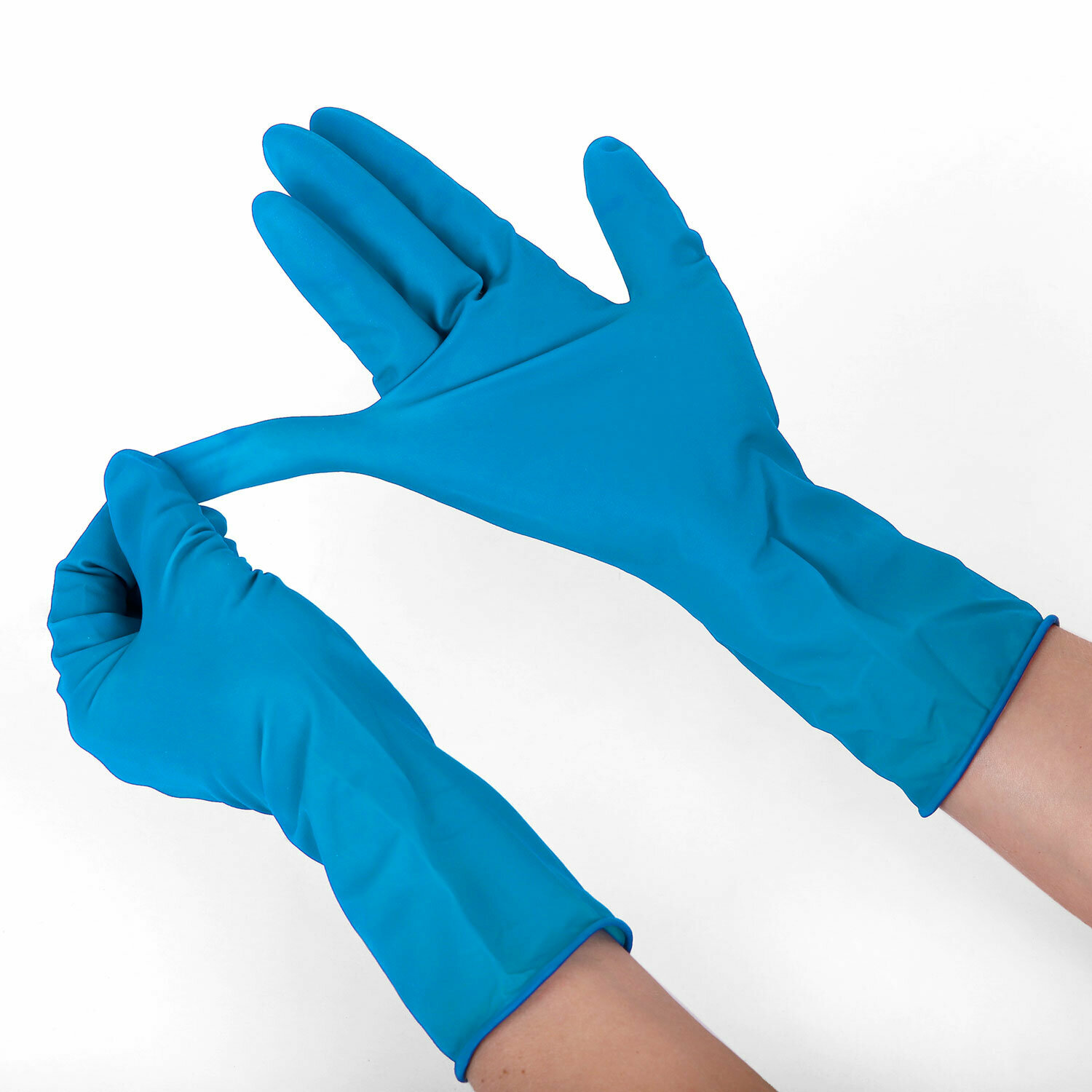 Упаковка 10 шт. Перчатки латексные смотровые особо прочные SFM HIGH RISK COMFORT, Германия, 25 пар (50 штук), размер 7-8, M (средний)