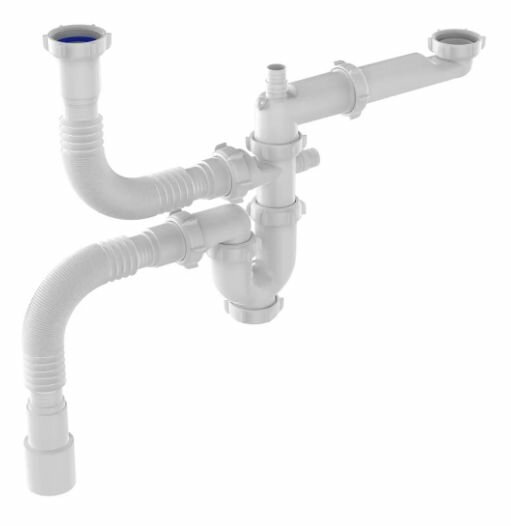 Сифон для мойки двойной Equation 40 мм без выпуска 2 отвода