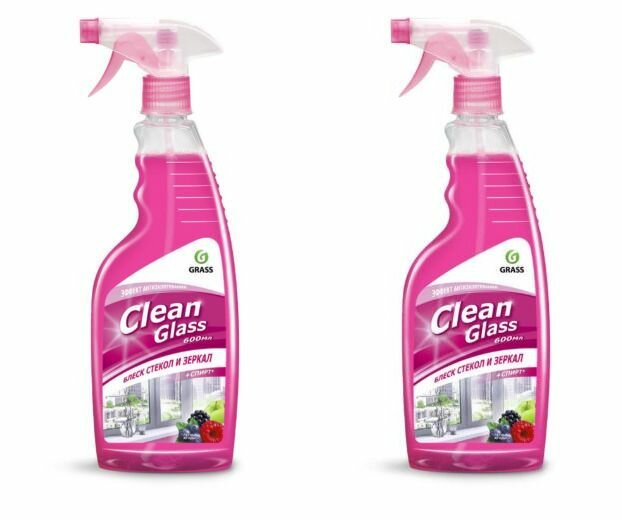 Grass Средство для мытья сткол и зеркал Лесные ягоды, Clean glass, распылитель, 600 мл 2 шт