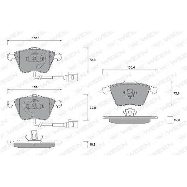 WEEN 151-1254 (1K0698151B) тормозные колодки дисковые передние volkswagen Passat (Пассат) (3c2) Passat (Пассат)