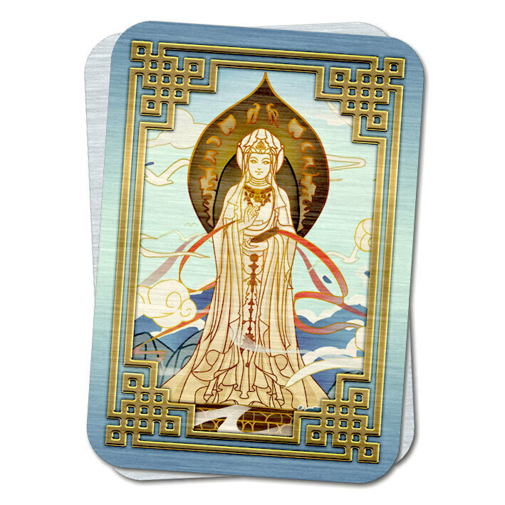 Магическая карта Фэн-Шуй Гуаньинь, оберег от сглаза и порчи, талисман удачи, кошельковый сувенир - амулет на деньги, подарок на 23 февраля мужчине или на 8 марта женщине