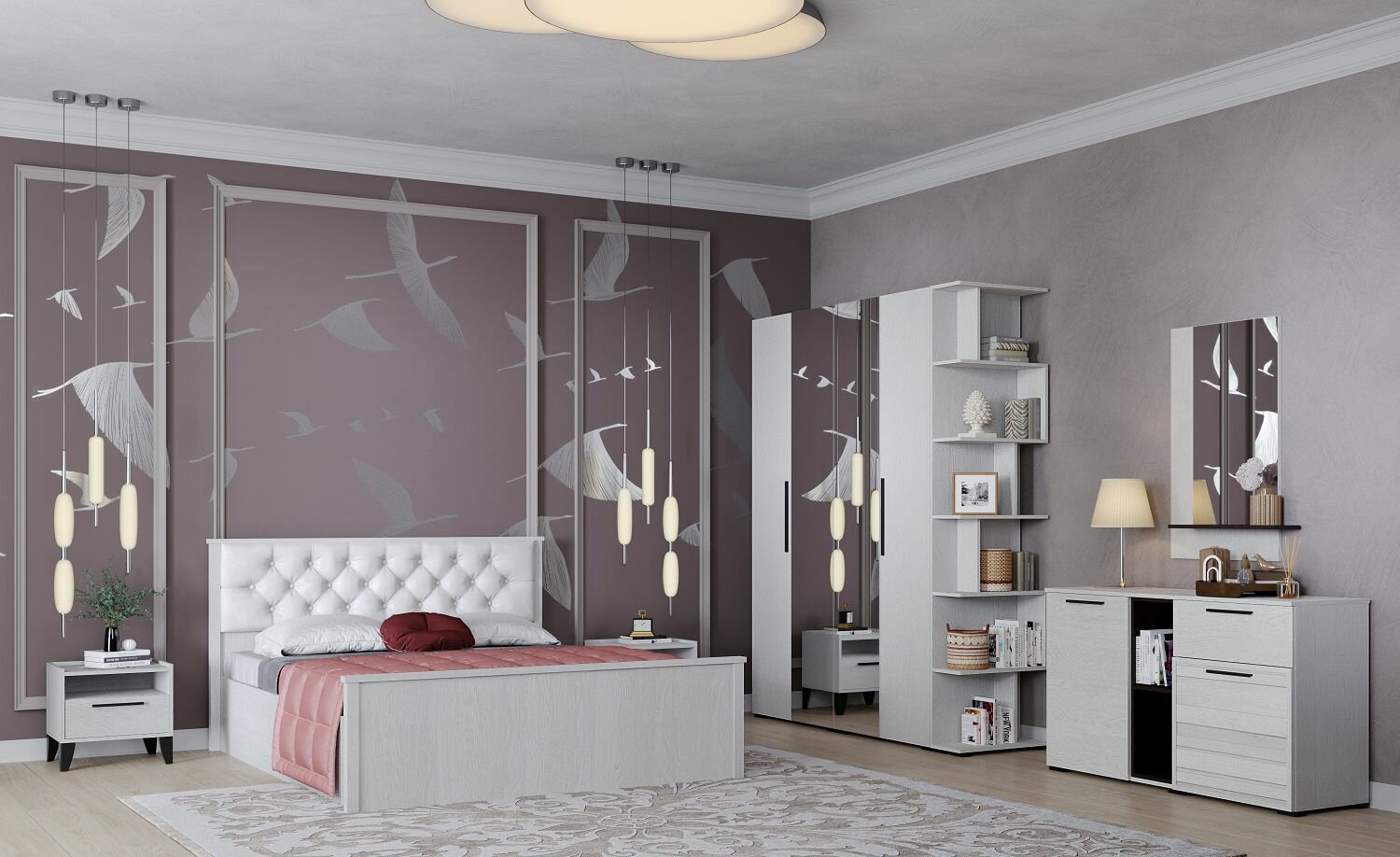 Спальня Элеганс. Комплект 4, ясень анкор светлый/венге