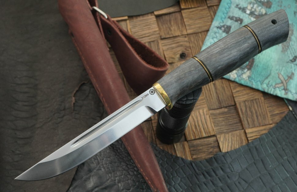 Нож Ножеяр Смерш, сталь Х12МФ, рукоять стабилизированная карельская береза