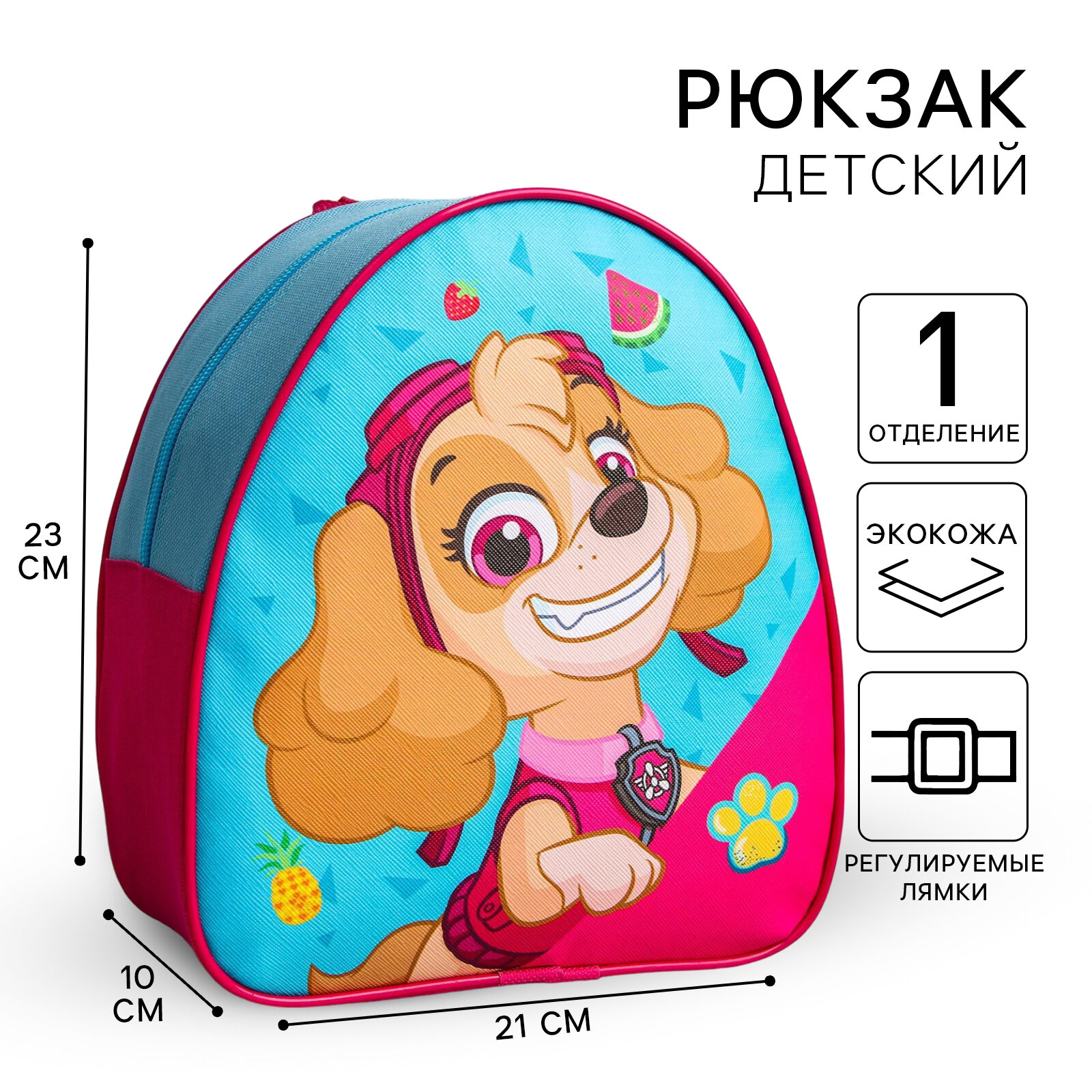 Рюкзак детский для девочки, 23×21×10 см, Щенячий патруль