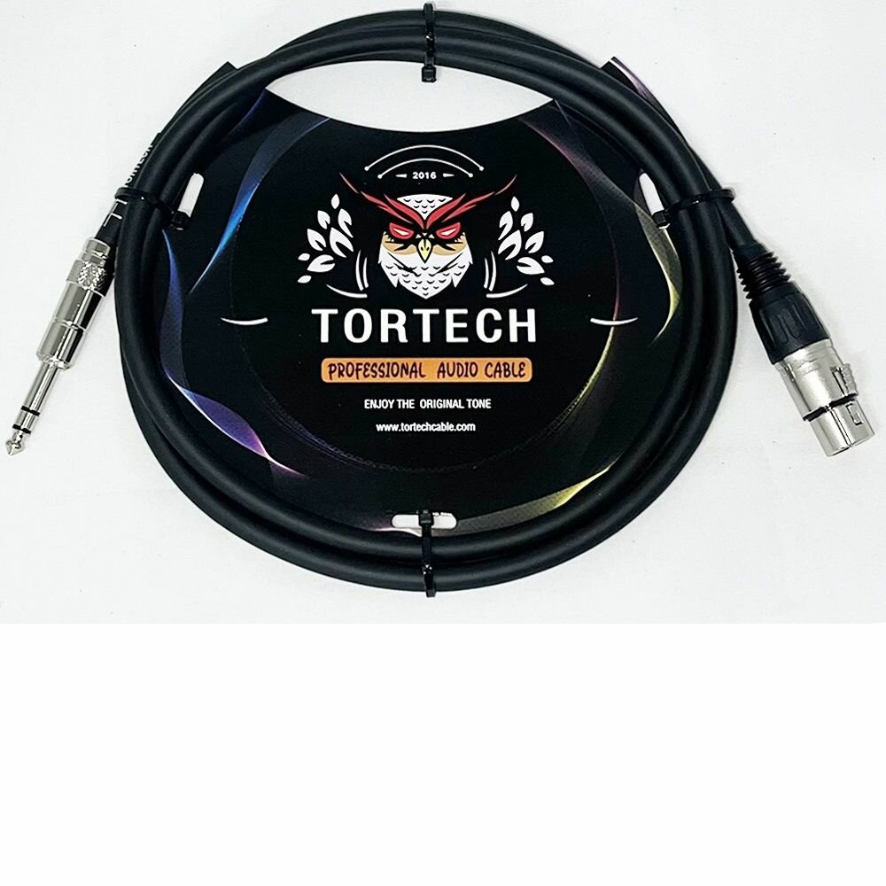 Кабель TORTECH MC-F63, для микрофона, 1,5м, черный, экранированный