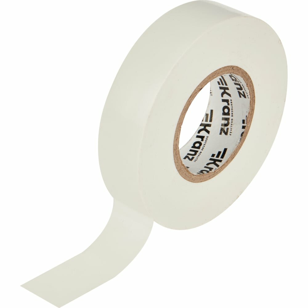 Профессиональная изолента ПВХ KRANZ 0,18х19 мм, 20 м, белая KR-09-2801