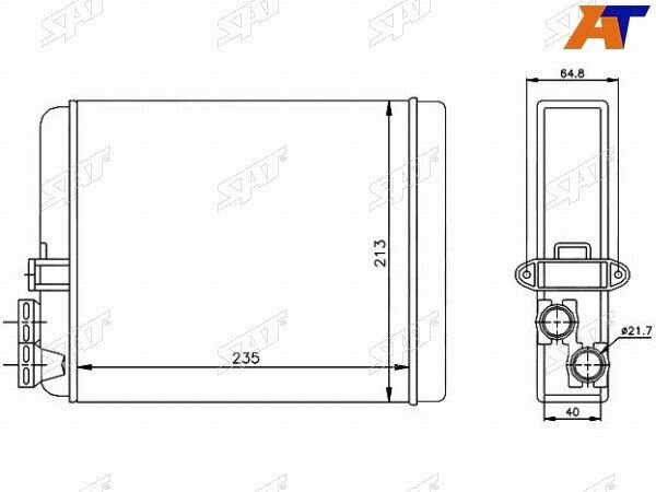 . SAT Радиатор отопителя салона (печки) для VOLVO S60 00-/S70 / V70 00-/S80 98-/XC 70 00-/XC 90 02-