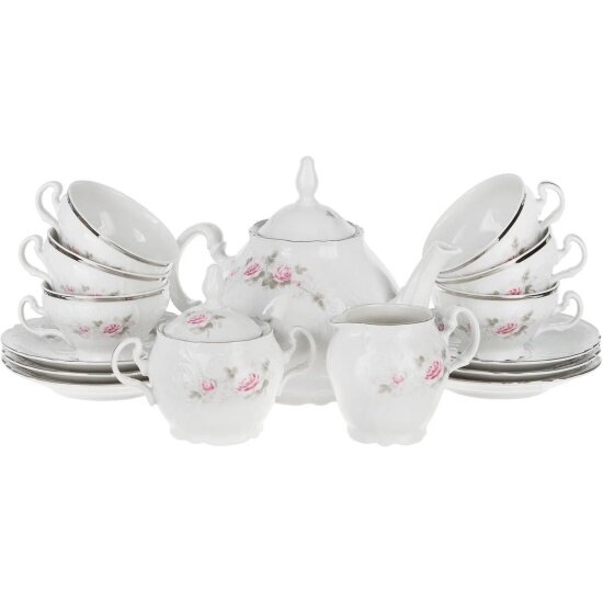 Чайный сервиз Bernadotte "Бледные розы отводка платина" 6/9 (P1754300SQ15396021)