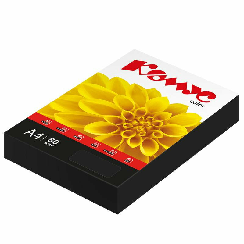 Бумага цветная Комус Color (черный интенсив), 80г, А4, 500 л, 619986