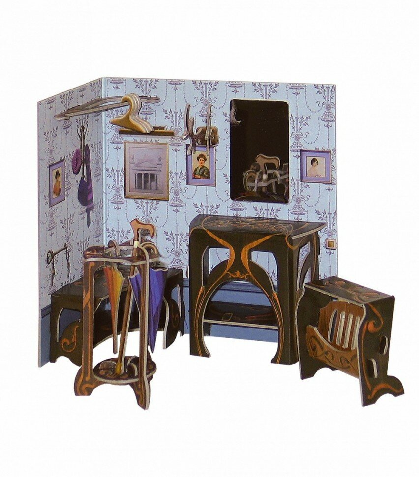 Коллекционный набор мебели "Прихожая". Объемный пазл. Материал: картон.