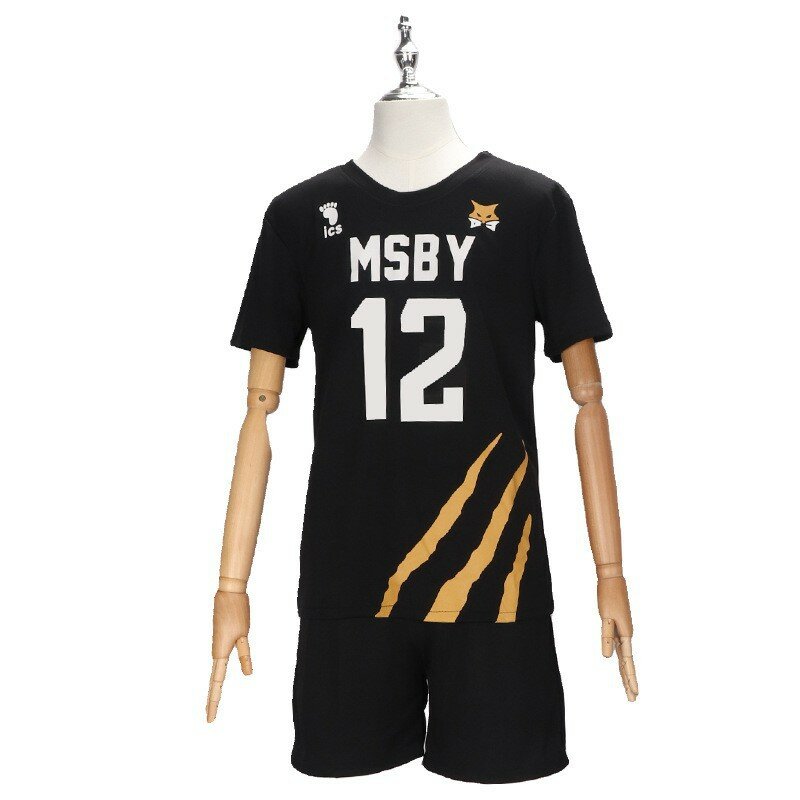 Униформа Wuye College Cos, для юниоров, по волейболу, с короткими рукавами, XL, Black Wolves №12