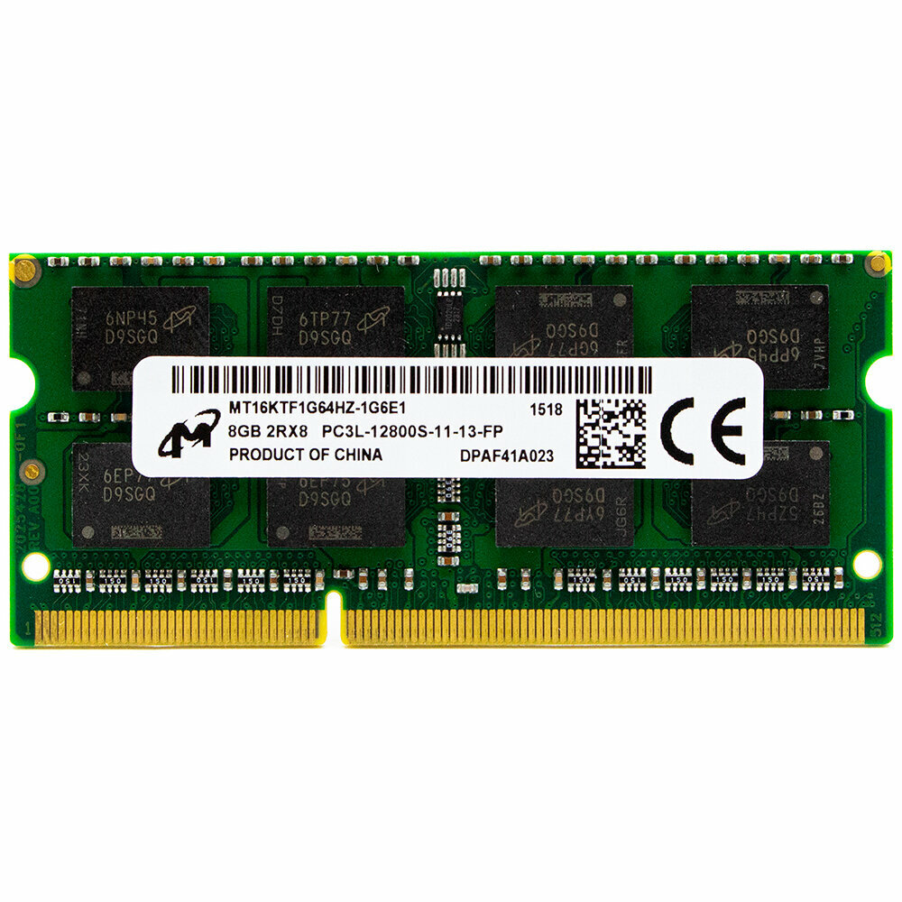 Модуль памяти для ноутбука SODIMM DDR3L 8GB PC12800 1600МГц Micron MT16KTF1G64HZ-1G6E1