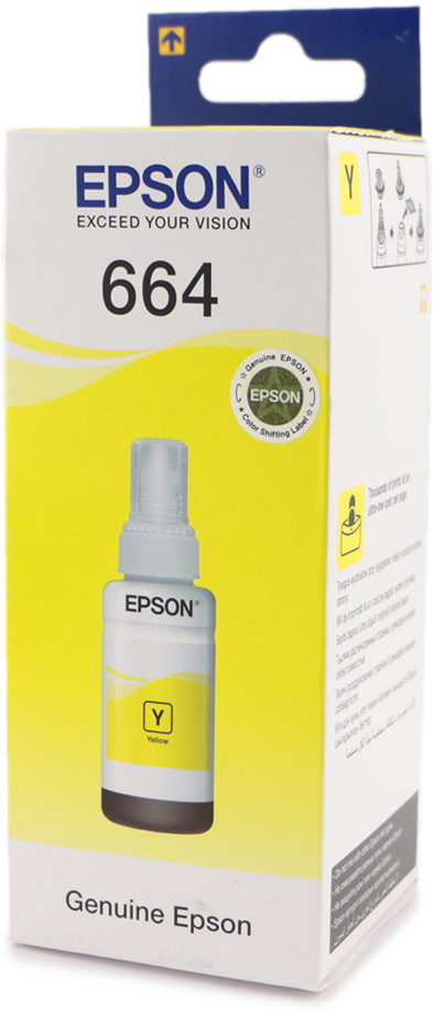 Чернила Epson T664 желтые для L100/L110/L210/L300/L355 (70мл)