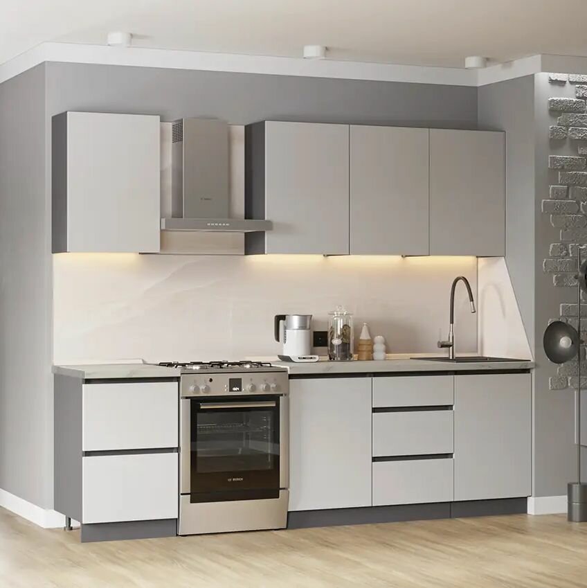 Кухня Айден 2,0 серый графит/серый (Интерьер-Центр)