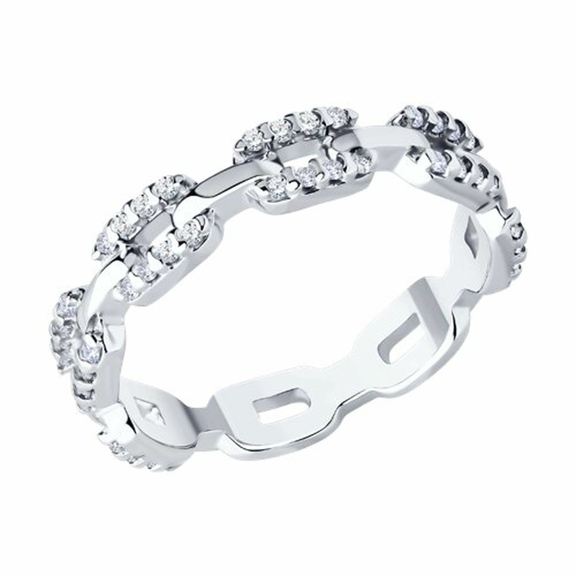 Кольцо дорожка, серебро, 925 проба, родирование, фианит