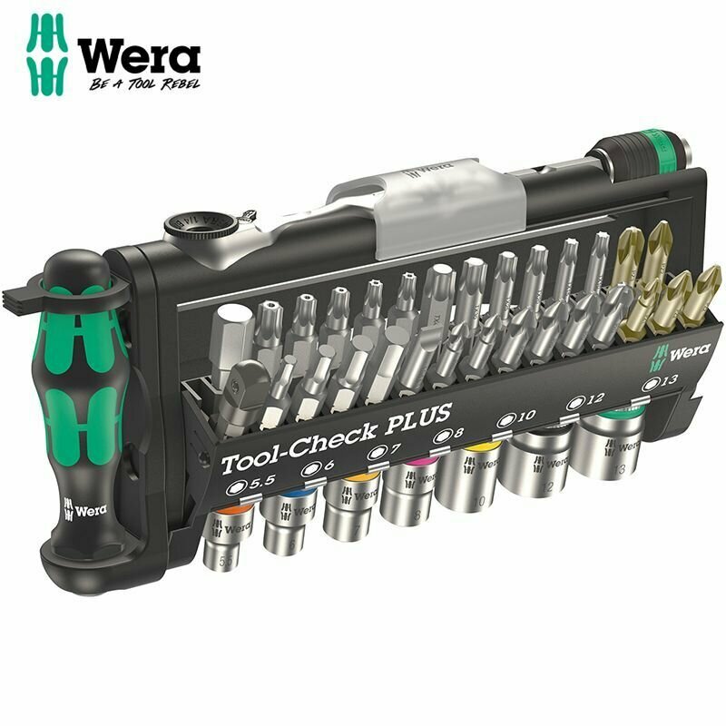 WERA 05056490001 Отвертка с трещоткой со шлицем Tool-Check Plus, головка 1/4", 39 шт, Kraftform Kompakt 27 RA MULTI, метрическая головка-430
