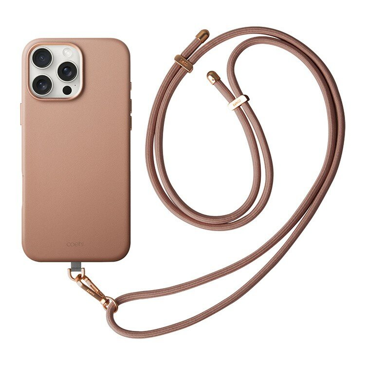 Uniq кожаный чехол со шнурком для iPhone 16 Pro, COEHL MUSE Dusty Nude (MagSafe)