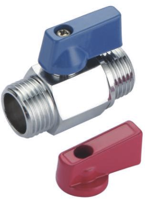 Кран мини шаровой 1/2' нар/нар FRAP F243.04, 2 флажка в комплекте - синий/красный