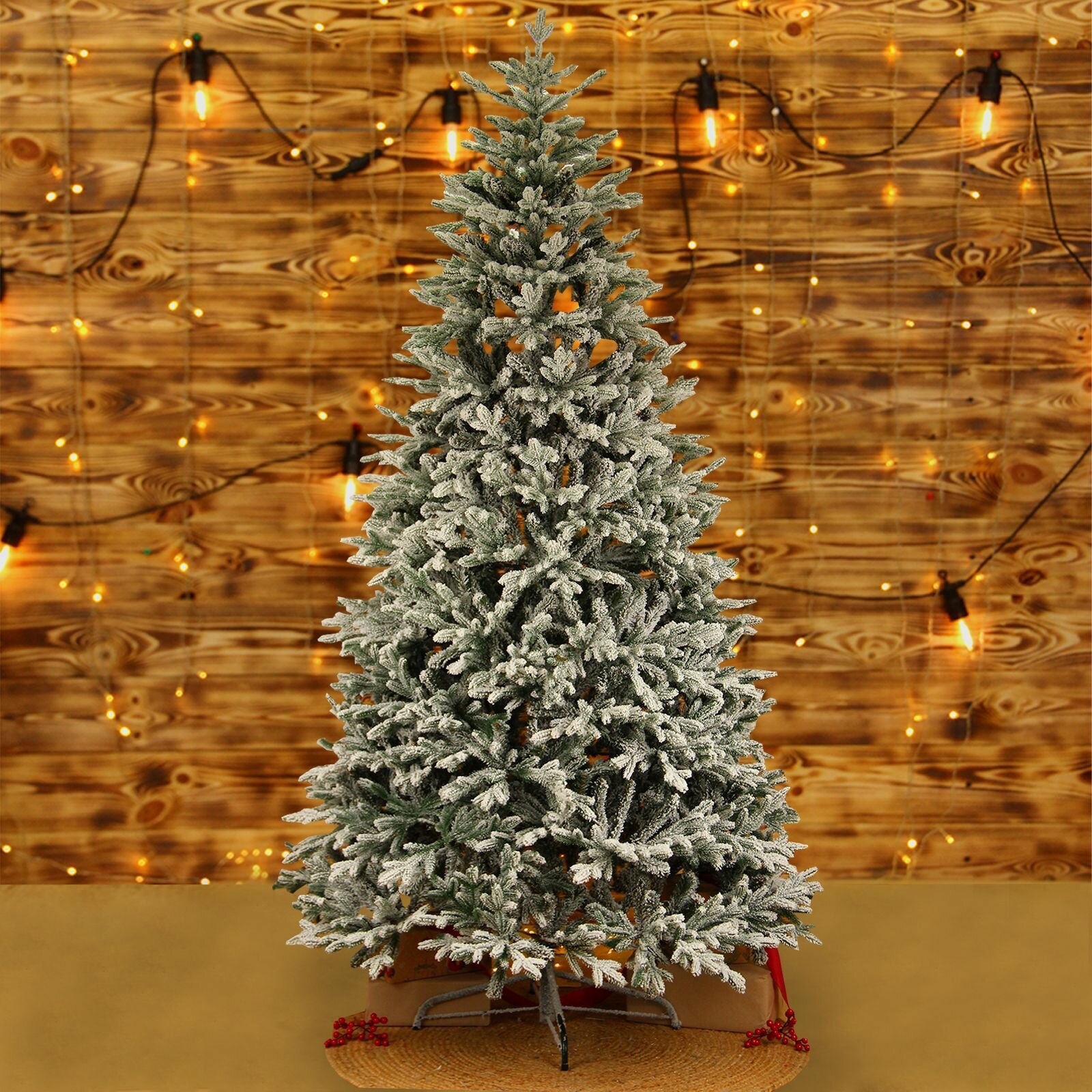 Елка искусственная новогодняя заснеженная 2,4 м, "Царица", Резина+ПВХ