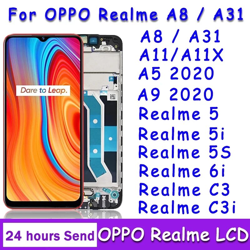 6,5-дюймовый IPS LCD-дисплей для OPPO Realme C3 5 5i 5s 6i + сенсорный экран (дигитайзер) для OPPO A9 A5 A31 2020 A8 A11 A11X Realme 5 With Frame