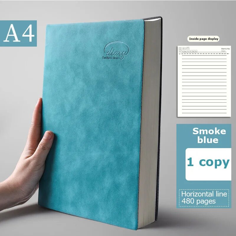 Блокнот Coliky А4 кожаный Голубой, line-blue