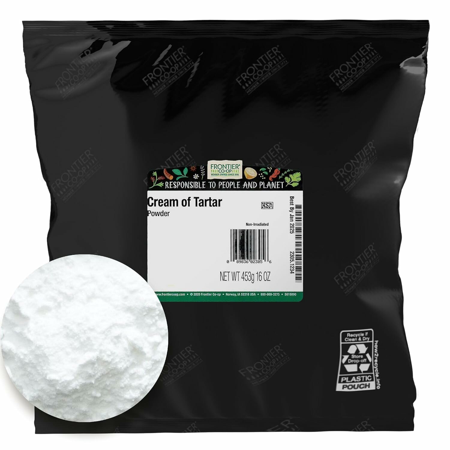 Frontier Co-op, Винный камень (крем тартар), Cream of Tartar, порошок, 453 г